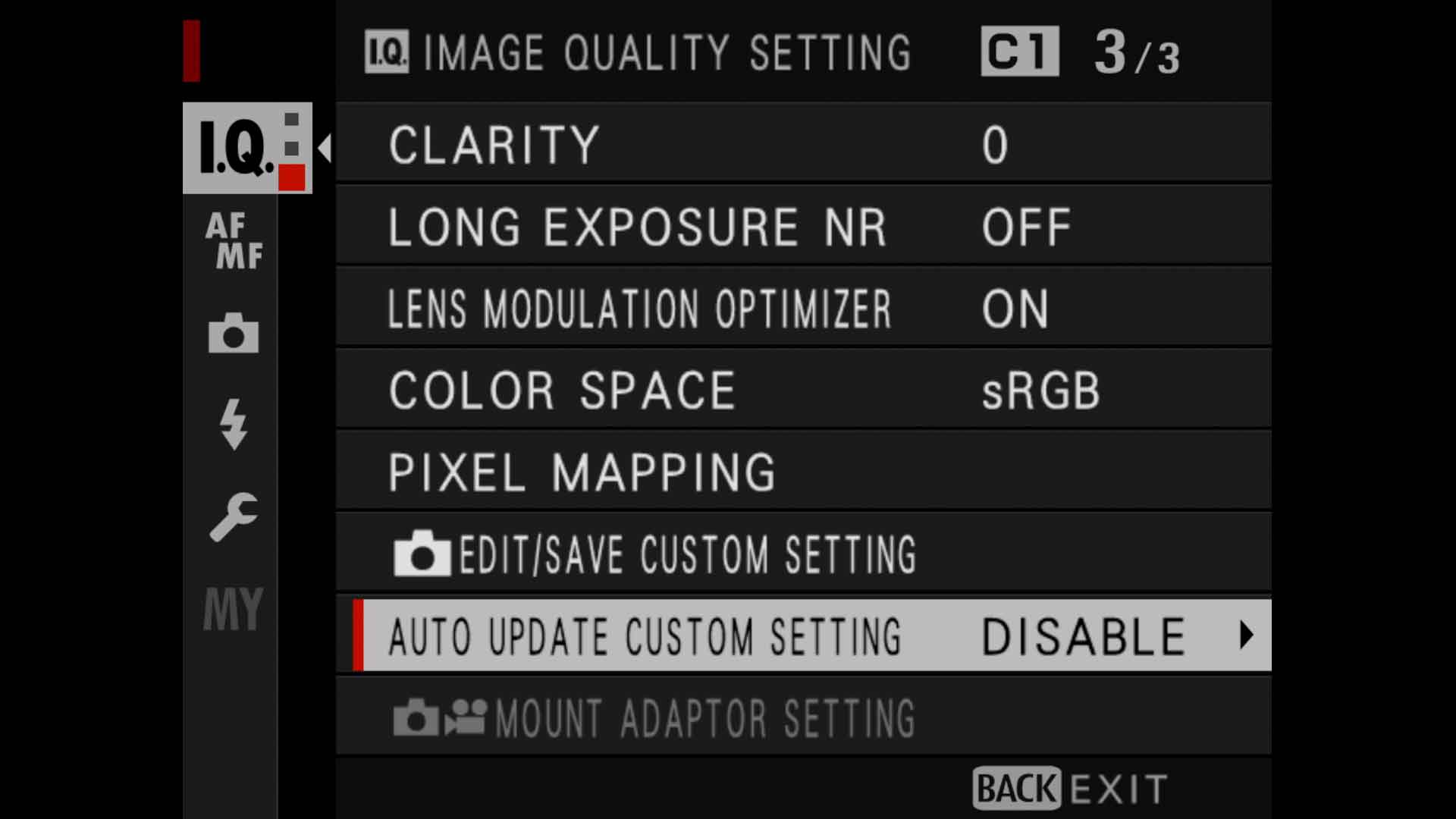 Custom Fujifilm GFX settings for landscape photography