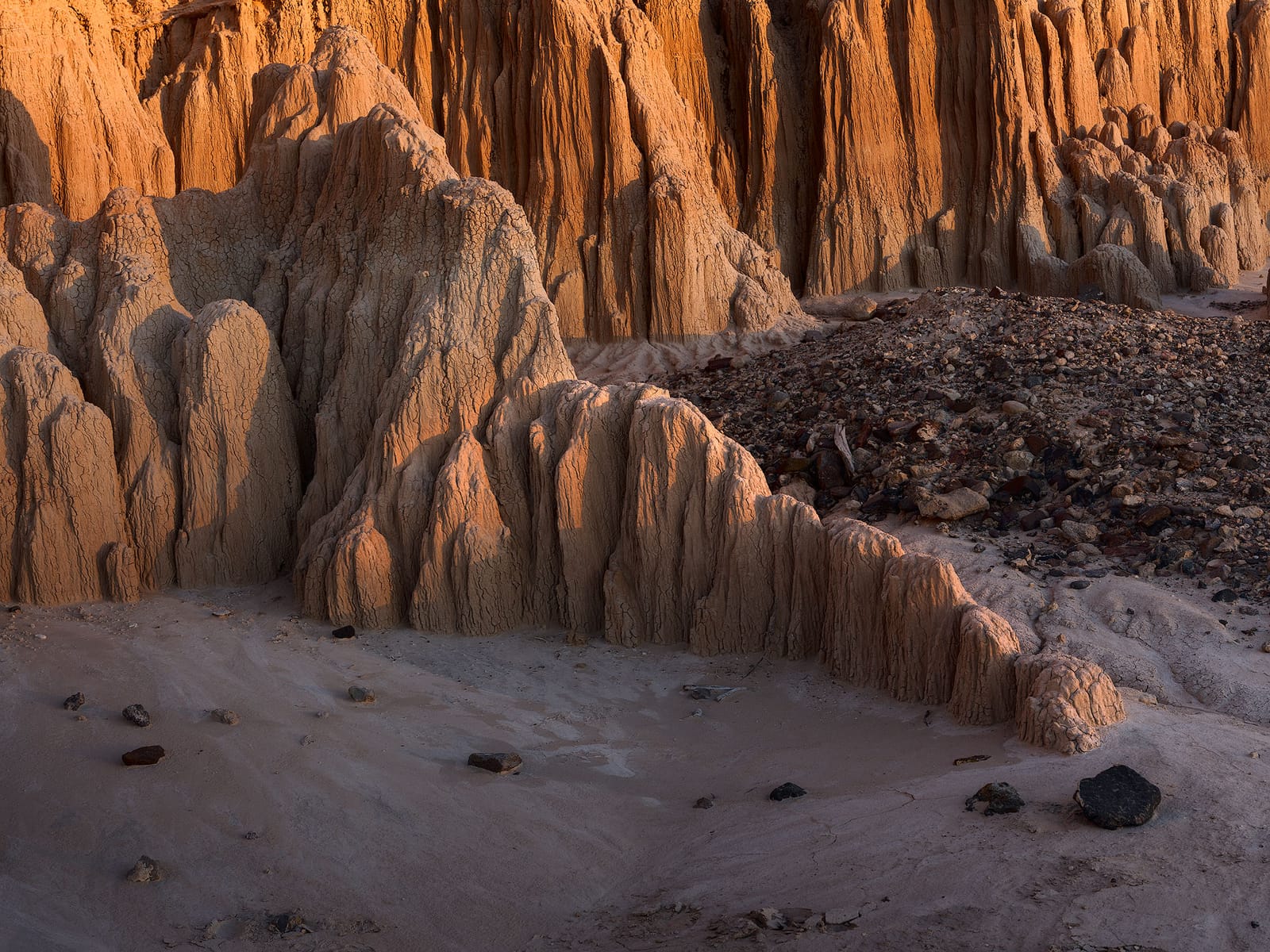 Photographing drip sand castles in the desert at Cathedral Gorge, Nevada